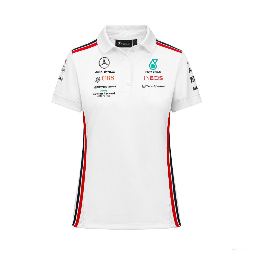 Tricou cu Guler de echipa Mercedes alb, 2023 – FansBRANDS® - RO